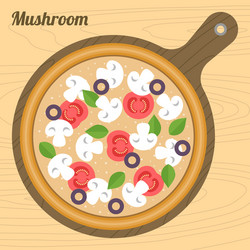 Mushroom pizza icon flat cartoon Royalty Free Vector Image