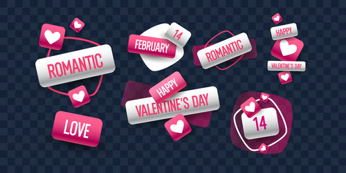 A set of elements a cute romantic poster an Vector Image