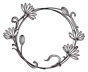 Botanical round frame retro floral border circle Vector Image