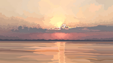Sunset Over Water Vector Images (over 400)