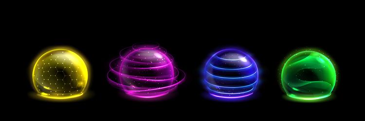 Neon color dome shields set Royalty Free Vector Image