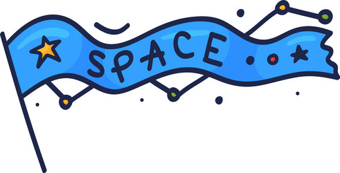 Space a hand-drawn flag with the word Royalty Free Vector