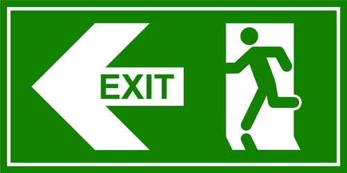 Emergency exit sign man running out fire Vector Image