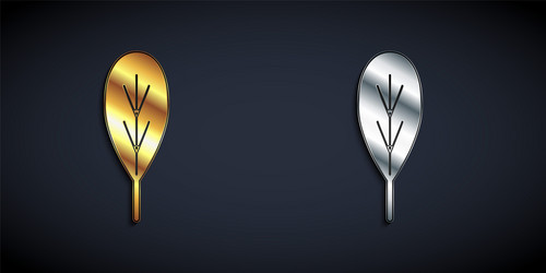 Gold and silver leaf icon isolated on black Vector Image