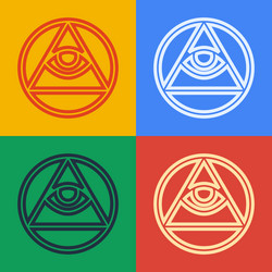 Isometric line masons symbol all-seeing eye god Vector Image
