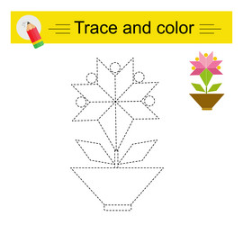 Trace and color for children preschool worksheet Vector Image