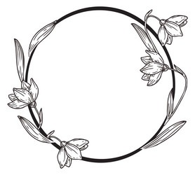 Botanical round frame retro floral border circle Vector Image