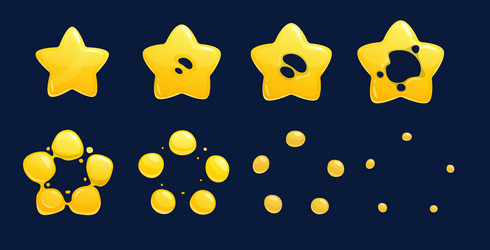 Cartoon golden star sprite animation storyboard Vector Image