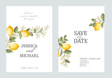 Wedding invitation lemon hand-drawn Royalty Free Vector