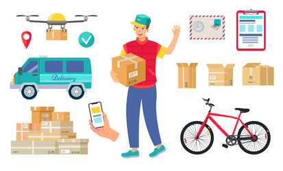 Cardboard box express delivery service objects Vector Image