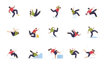 Falling people flat set Royalty Free Vector Image