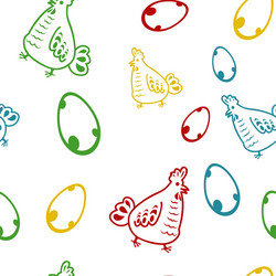 Fun chickens seamless pattern background Vector Image