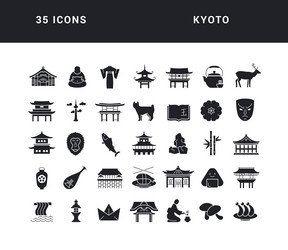 Set of simple icons kyoto Royalty Free Vector Image
