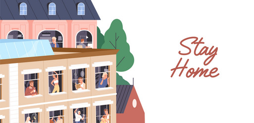 Stay home isolation concept horizontal banner Vector Image