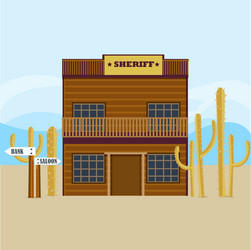 Western sheriff house facade template Royalty Free Vector