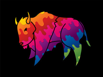 Bison wild animal cartoon icon Royalty Free Vector Image