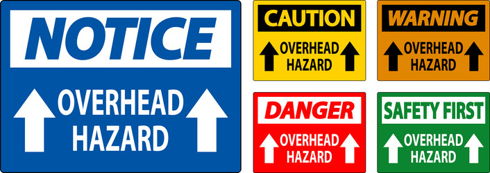 Danger overhead load text falling hazard risk Vector Image