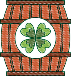 Wooden barrel with clover concept Royalty Free Vector Image