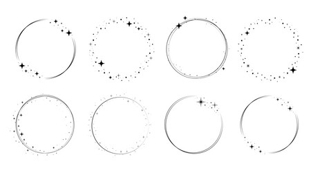 Circle star border frame set sparkle frame Vector Image