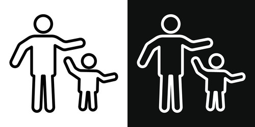 Father and son playing icon set family Royalty Free Vector