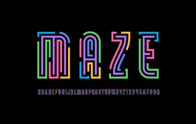 Maze font from gap line alphabet with labyrinth Vector Image