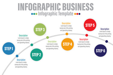 Timeline 6 steps six 6 option shape table chart Vector Image