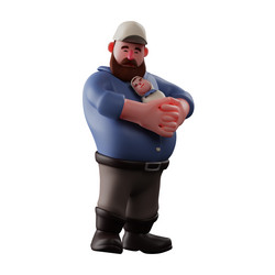 3d super father cartoon picture sitting Royalty Free Vector