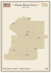 Vintage map of marengo county in alabama usa Vector Image