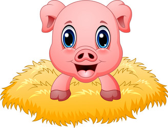 Cartoon pig raising his arms Royalty Free Vector Image