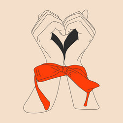 Two hands tied to a rope Royalty Free Vector Image