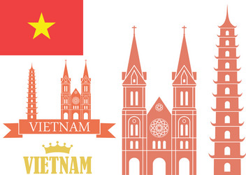 Hanoi vietnam landmarks skyline Royalty Free Vector Image