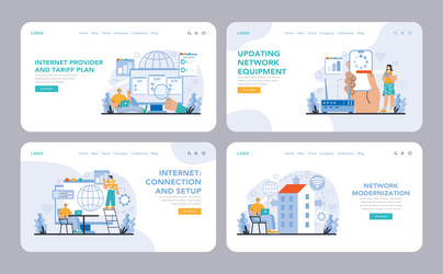 Wi-fi network set specialist setting up Royalty Free Vector