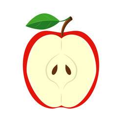 Whole red apple and half slice Royalty Free Vector Image