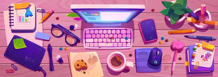 Cartoon Messy Office Desk