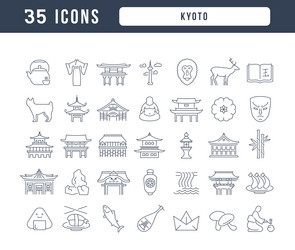 Set of linear icons kyoto Royalty Free Vector Image
