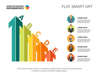 Five partners process chart template Royalty Free Vector