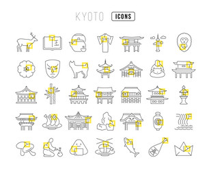 Set of linear icons kyoto Royalty Free Vector Image