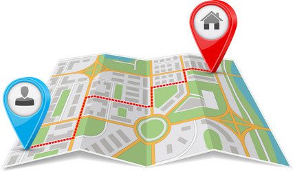 Abstract city map paper folded with destination Vector Image