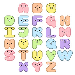 Cute cartoon letter c smiling face with eyes Vector Image