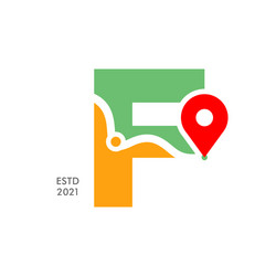 Modern initial f maps location logo Royalty Free Vector