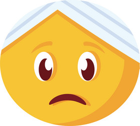 Ragged emoji face with bandage on head line Vector Image