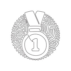 Single continuous line drawing gold medal winner Vector Image