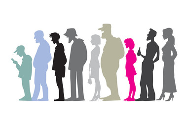 Cartoon man waiting in line or queue Royalty Free Vector