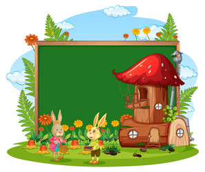 Board template with cute rabbit on white Vector Image