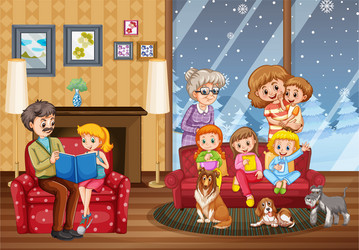 Happy family at home Royalty Free Vector Image
