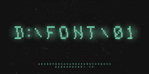 Pixel font 8 bit letters and numbers Royalty Free Vector