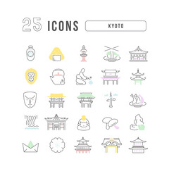 Set of linear icons kyoto Royalty Free Vector Image