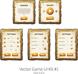 Wooden button cartoon interface ui or game gui Vector Image