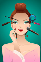 Cartoon Girls Applying Makeup Vector Images (over 870)