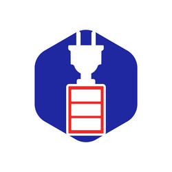 Battery and electric plug logo design Royalty Free Vector